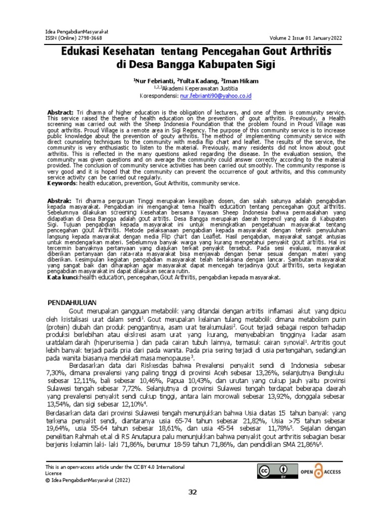 Edukasi Kesehatan Tentang Pencegahan Gout | PDF | Human Diseases And Disorders | Arthritis