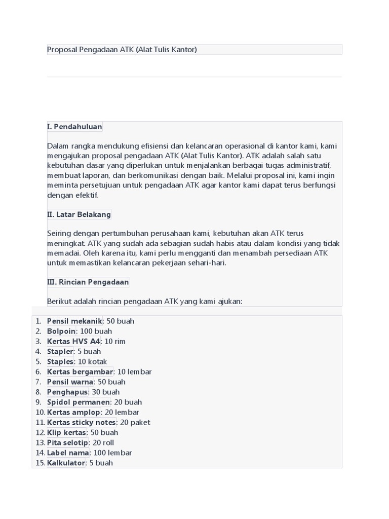 Proposal Pengadaan ATK | PDF