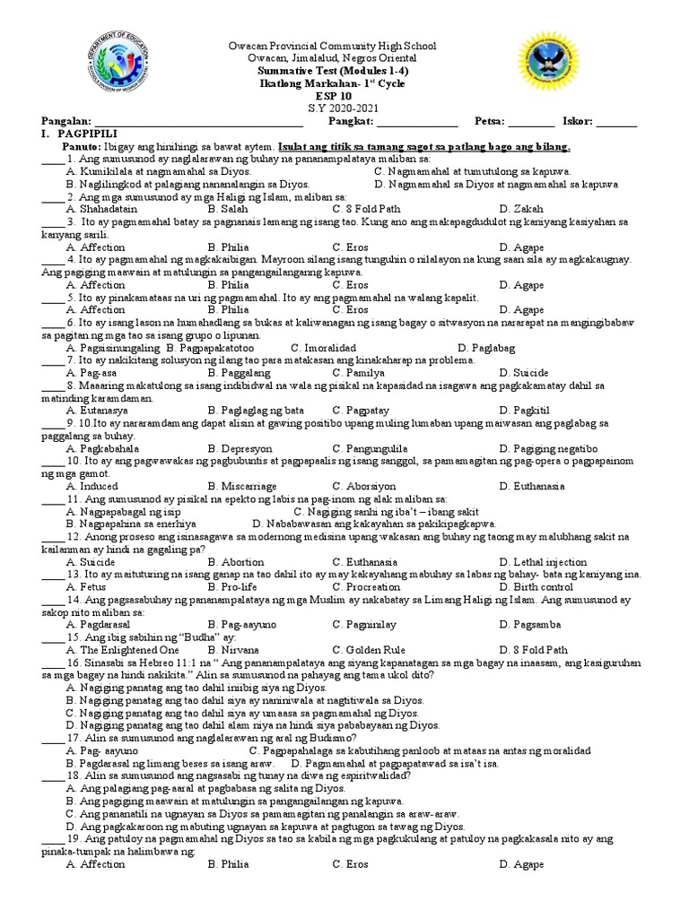 10 EsP 1-4 1st Round | PDF