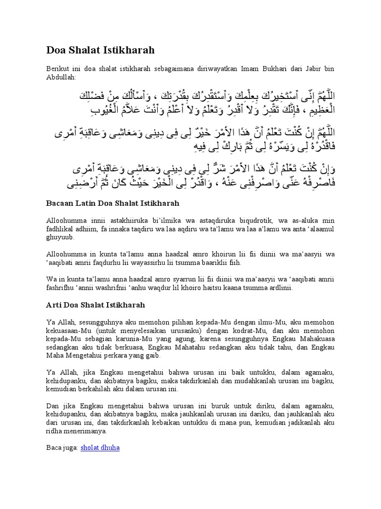 Doa dan Tata Cara Shalat Istikharah | PDF