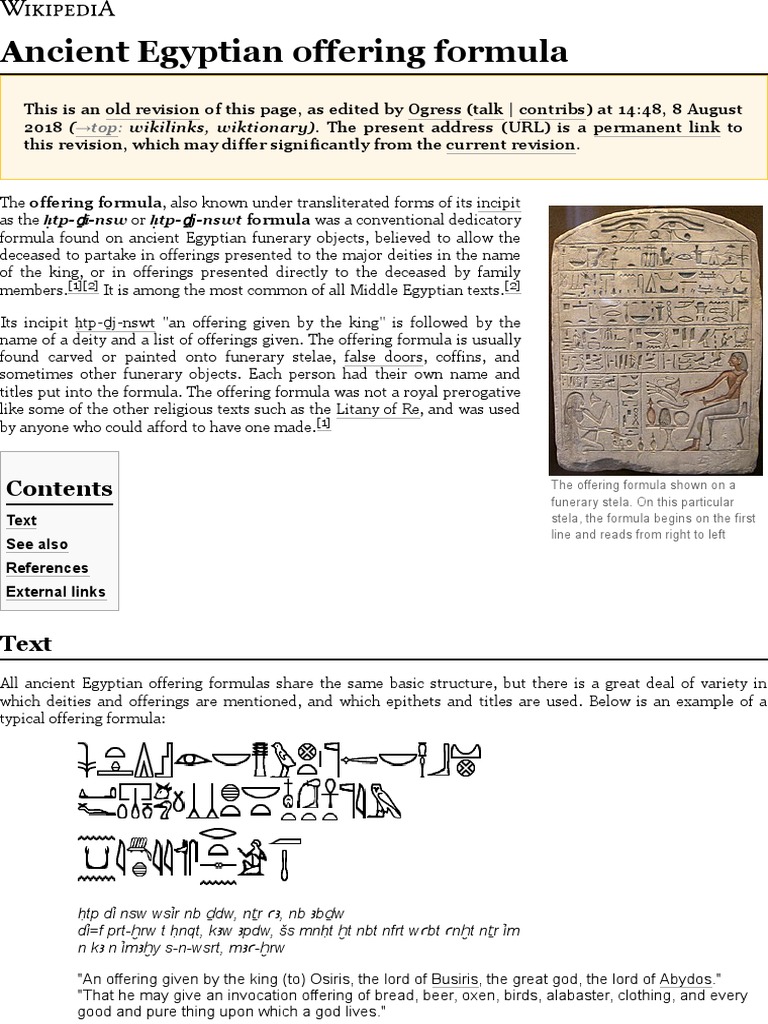 Ancient Egyptian Offering Formula at 14h48 8 August 2018 - Wikipedia ...