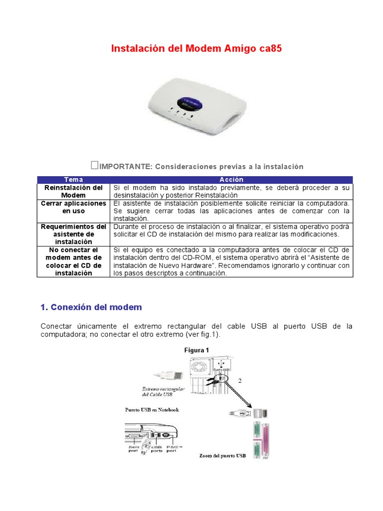 Amigo Ca85 Instalacion | PDF | Módem | Disco compacto