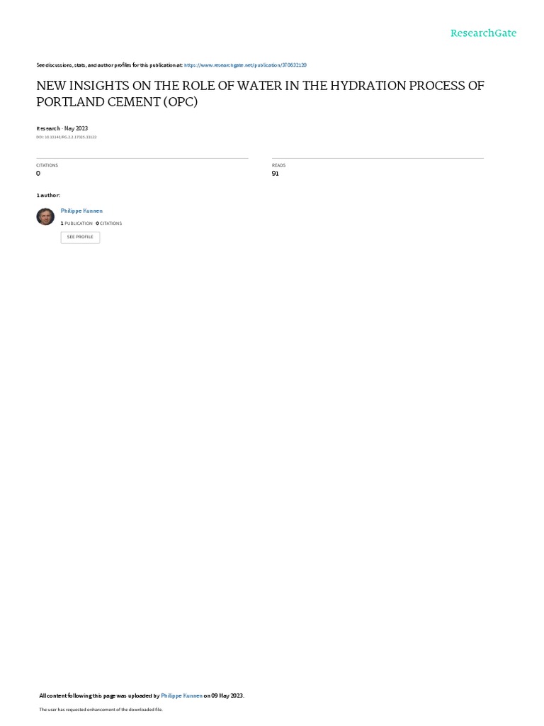 Cement Hydration: Water's Role Unveiled | PDF | Concrete | Water