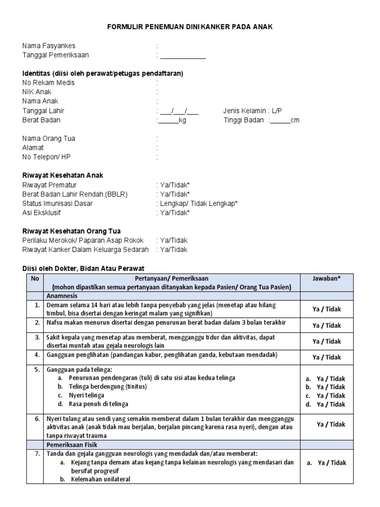 Form Daftar Tilik 20230307 | PDF