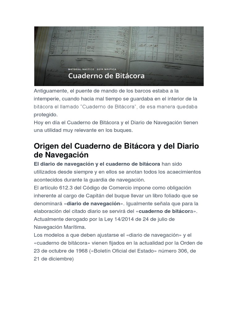 Cuaderno de Bitacora | PDF | Navegación | Mar