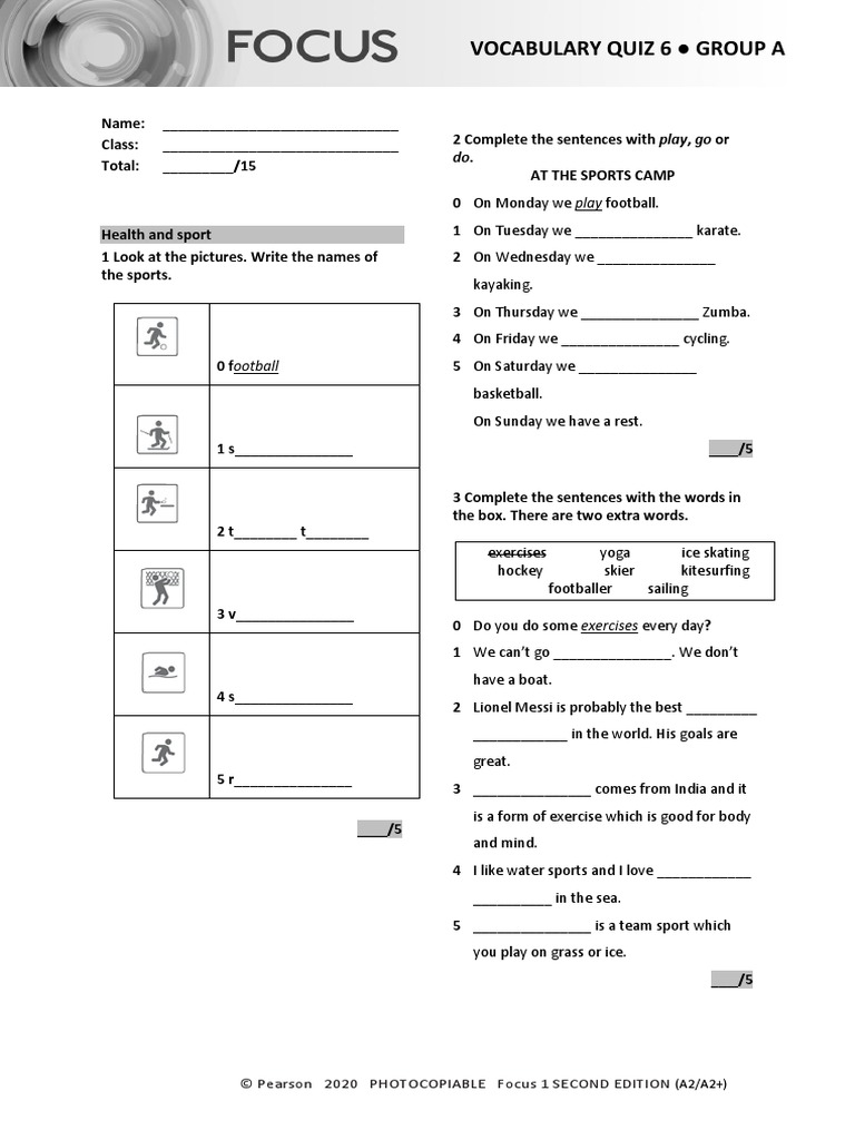 Focus1 2E Vocabulary Quiz Unit6 GroupA | PDF