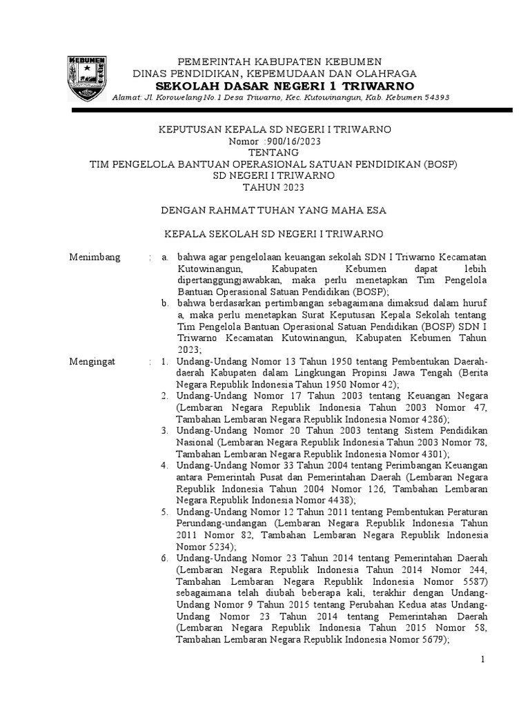 SK Tim Bosp 2023 | PDF