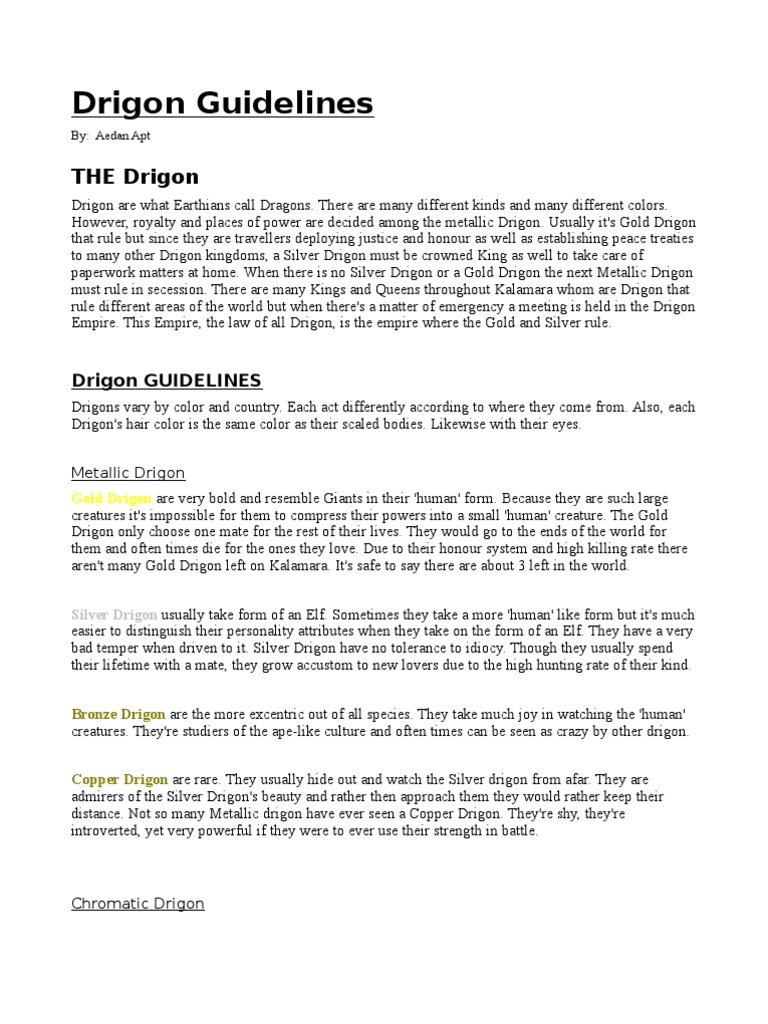 Drigon Creature Guide | PDF | Dragon
