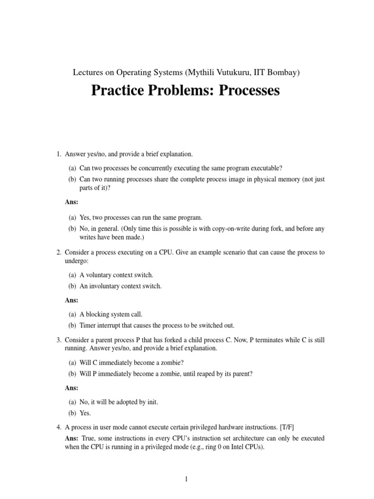 Some Question On Process Management in Operating System | PDF | Process (Computing) | Scheduling ...