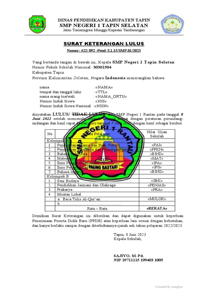 Template SKL Baru | PDF