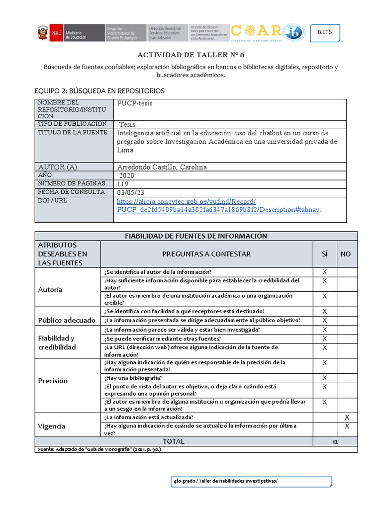 Actividad de Taller n6 | PDF | Informática | Ciencias de la Información