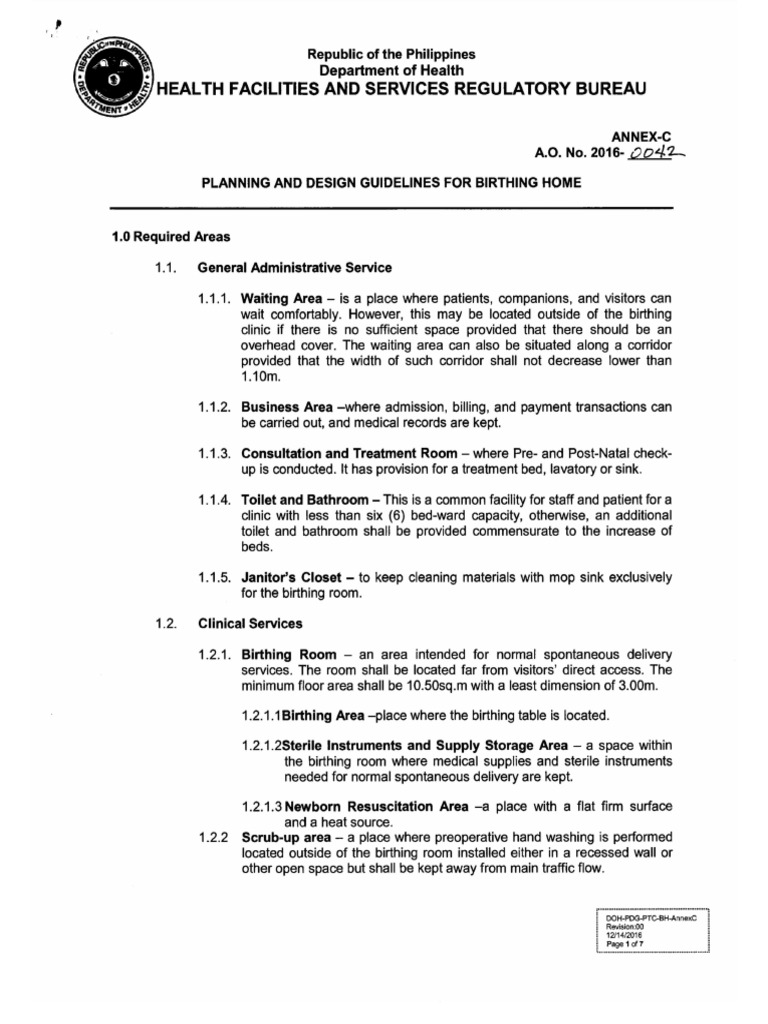 A DOH Document AO 2016 0042 Planning and Design Guidelines | PDF