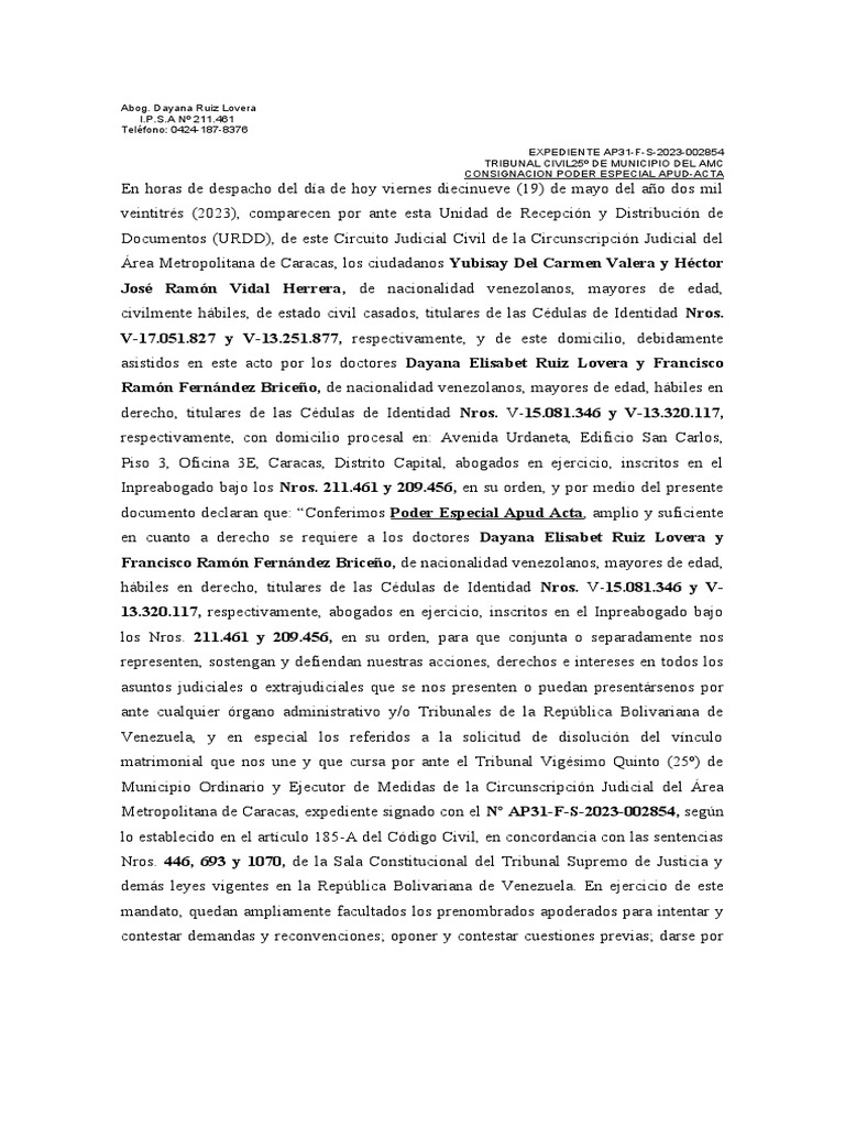 Poder Apud Acta Divorcio | PDF | Gobernancia | Separación de poderes