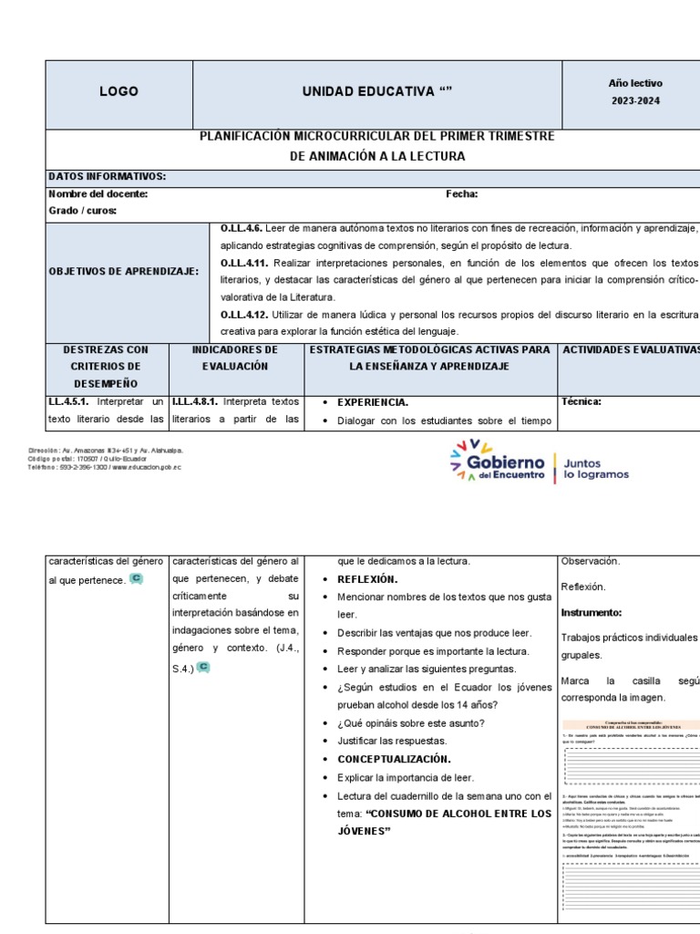 Ejemplo De Planificacion Basica