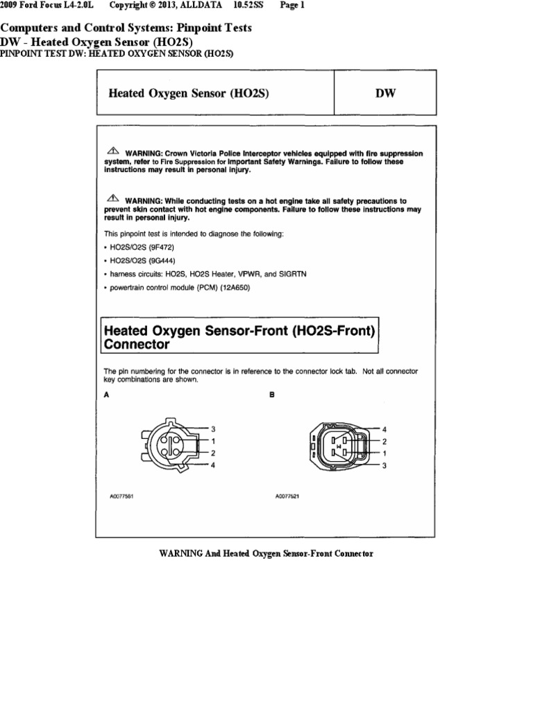 Computers and Control Systems: Pinpoint Tests DW - Heated Oxygen Sensor ...