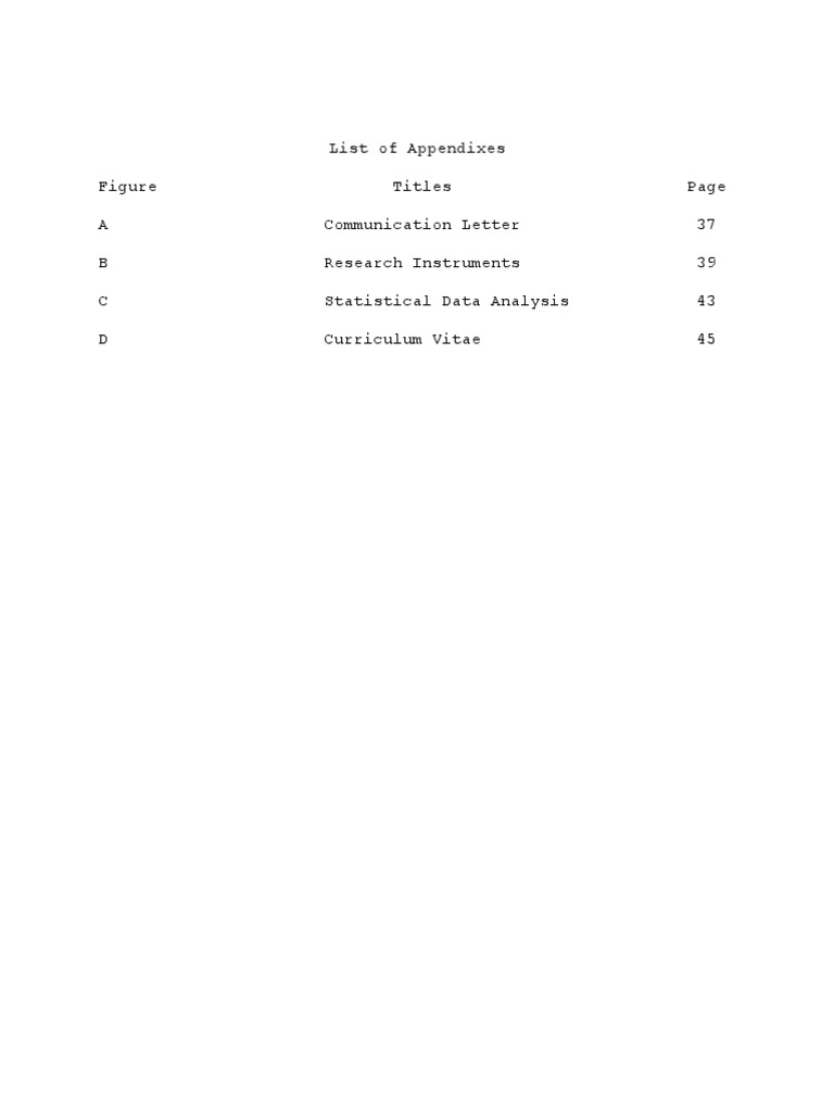 List of Appendices | PDF