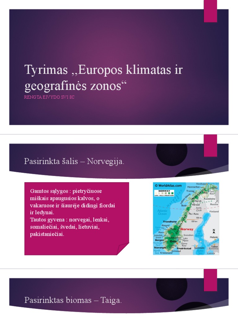 Tyrimas ,,europos Klimatas Ir Geografinės Zonos'' | PDF