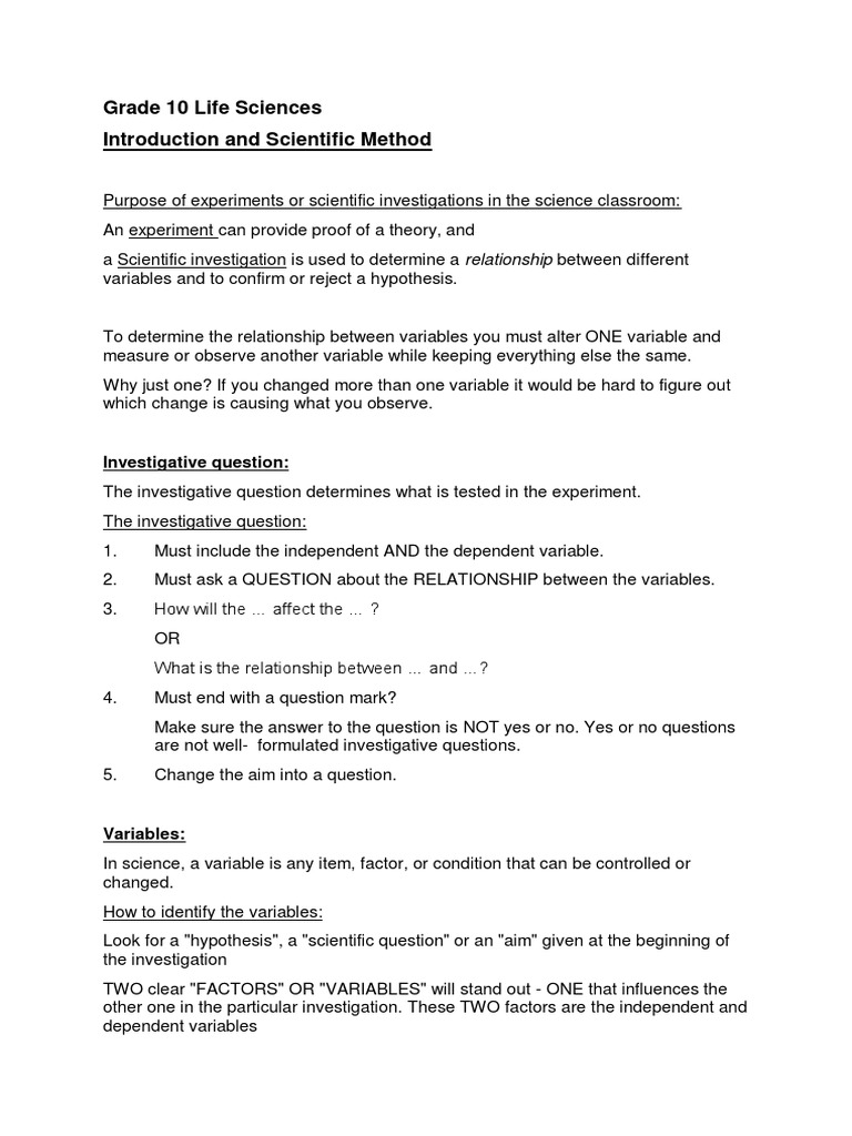 LS GR 10 Introduction and Scientific Method 2021 | PDF | Experiment | Hypothesis