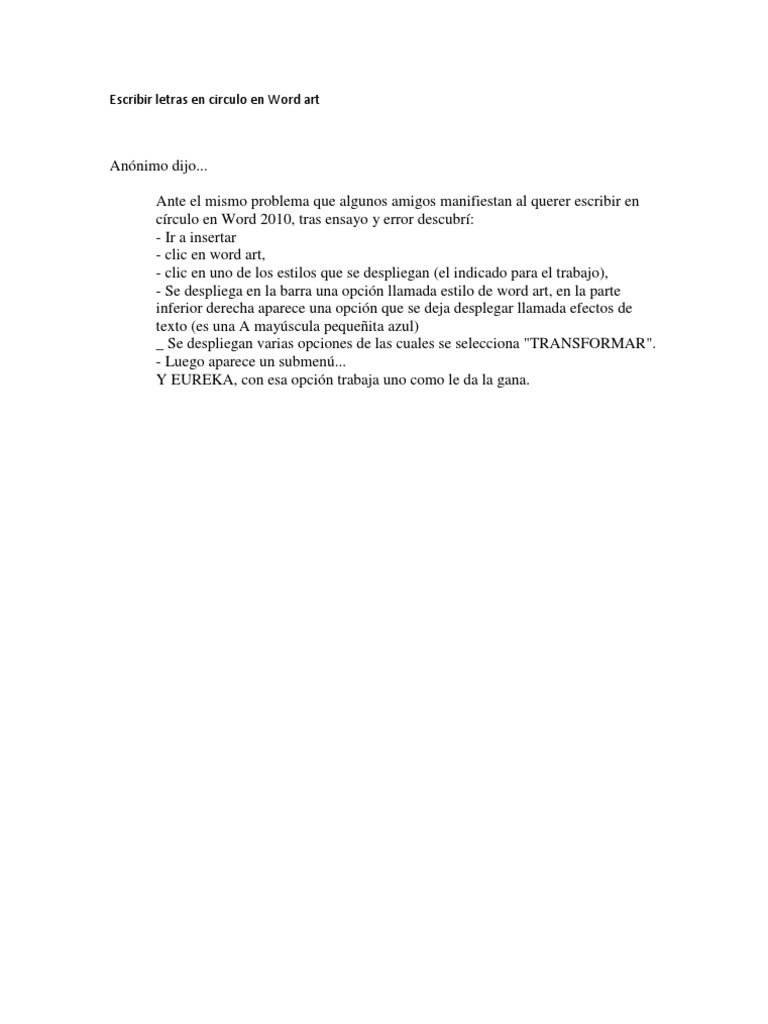 Escribir Letras en Círculo en Word | PDF
