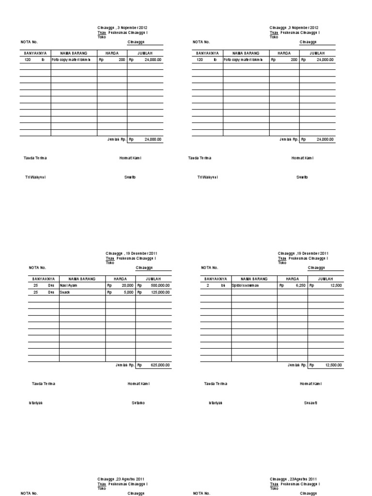 Nota Barang Atk | PDF