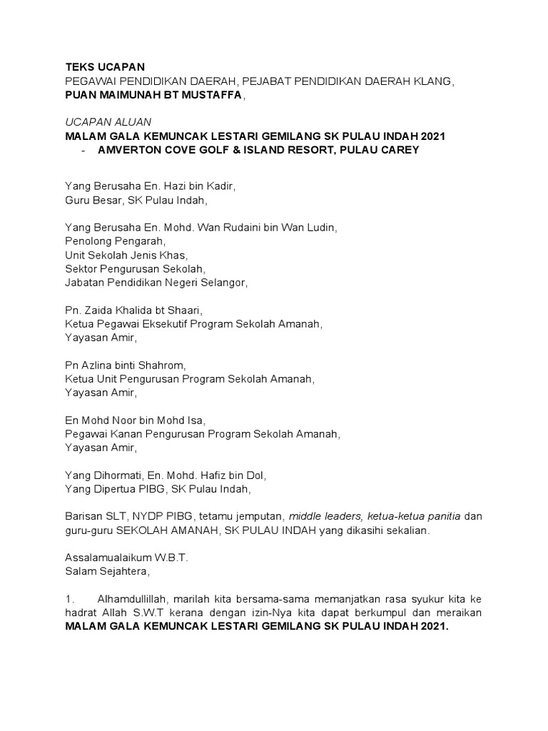 Teks Ucapan Pegawai PPD Klang - Dinner | PDF