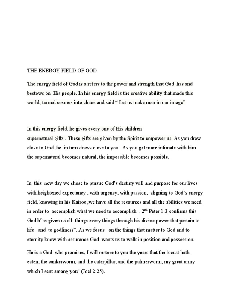 The Energy Field of God | PDF | Religious Belief And Doctrine | Theology