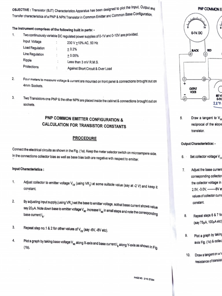 BJT (Common Emitter) Lab | PDF | Bipolar Junction Transistor | Electricity