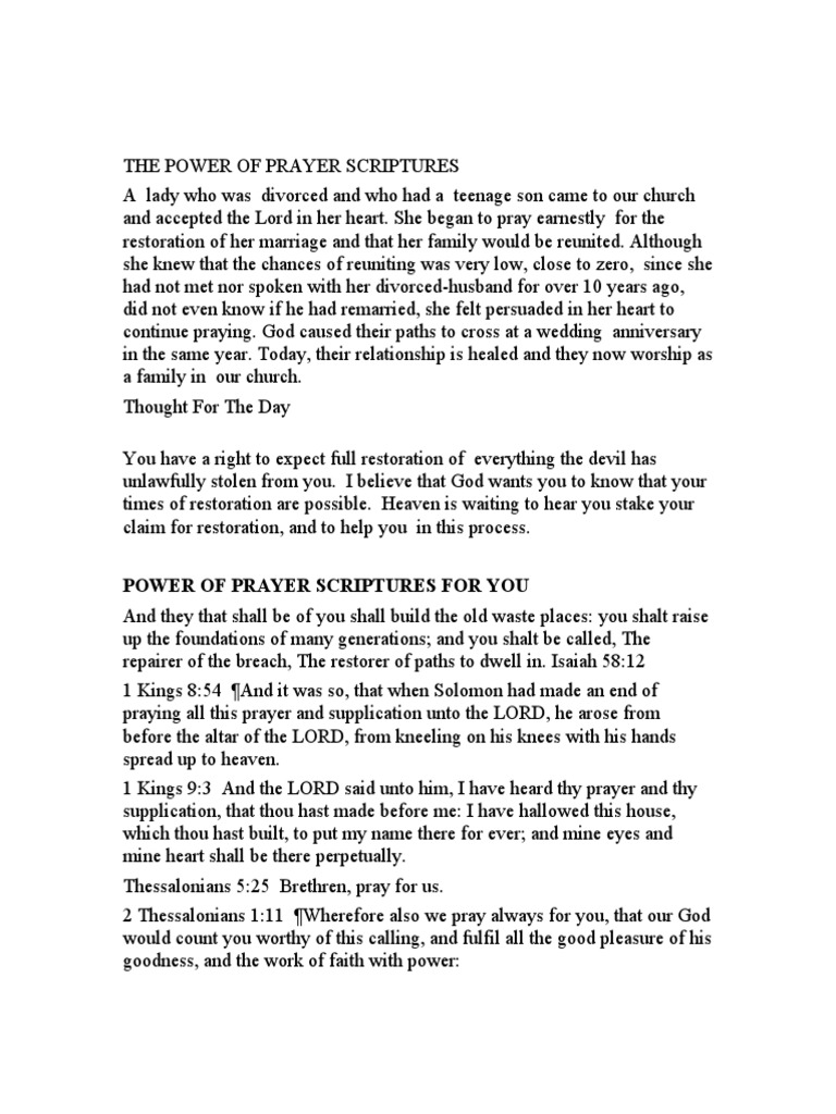Power of Prayer Scriptures Guide | PDF | Prayer | Disciple (Christianity)