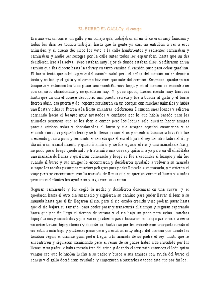 El Burro El Gallo El Conejo y El Circo | PDF