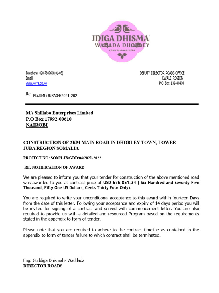 Award Letter | PDF | Finance & Money Management