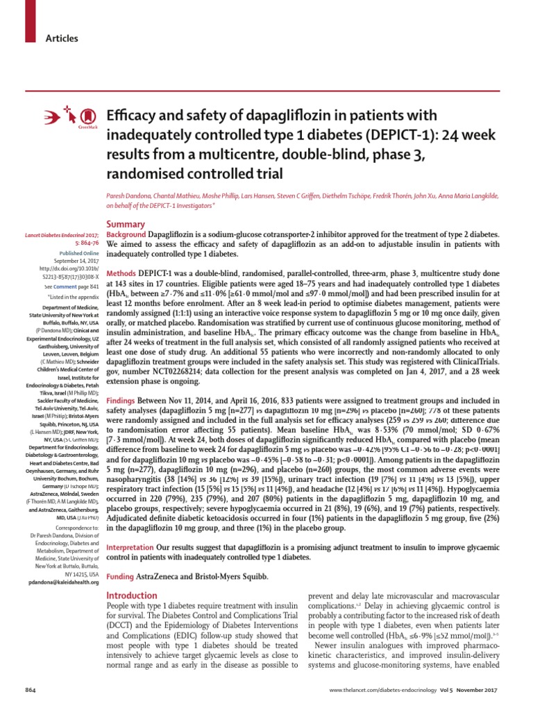DEPICT 1 - T1D Study | PDF | Glycated Hemoglobin | Diabetes Management