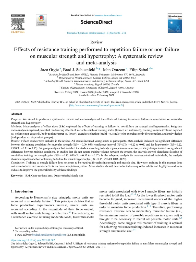 Effects of Resistance Training Performed To Repetition Failure or Non ...