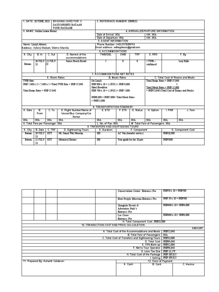 Bataan Booking Card | PDF | Economies | Business