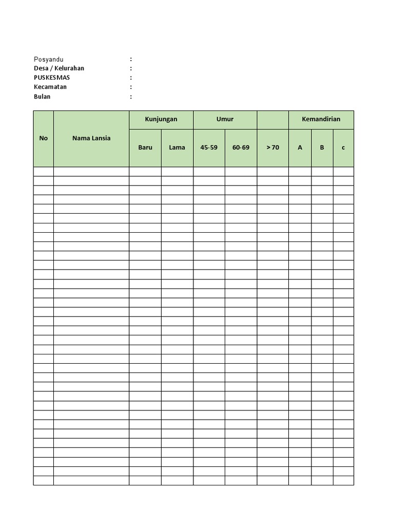 Form Lansia Posyandu | PDF