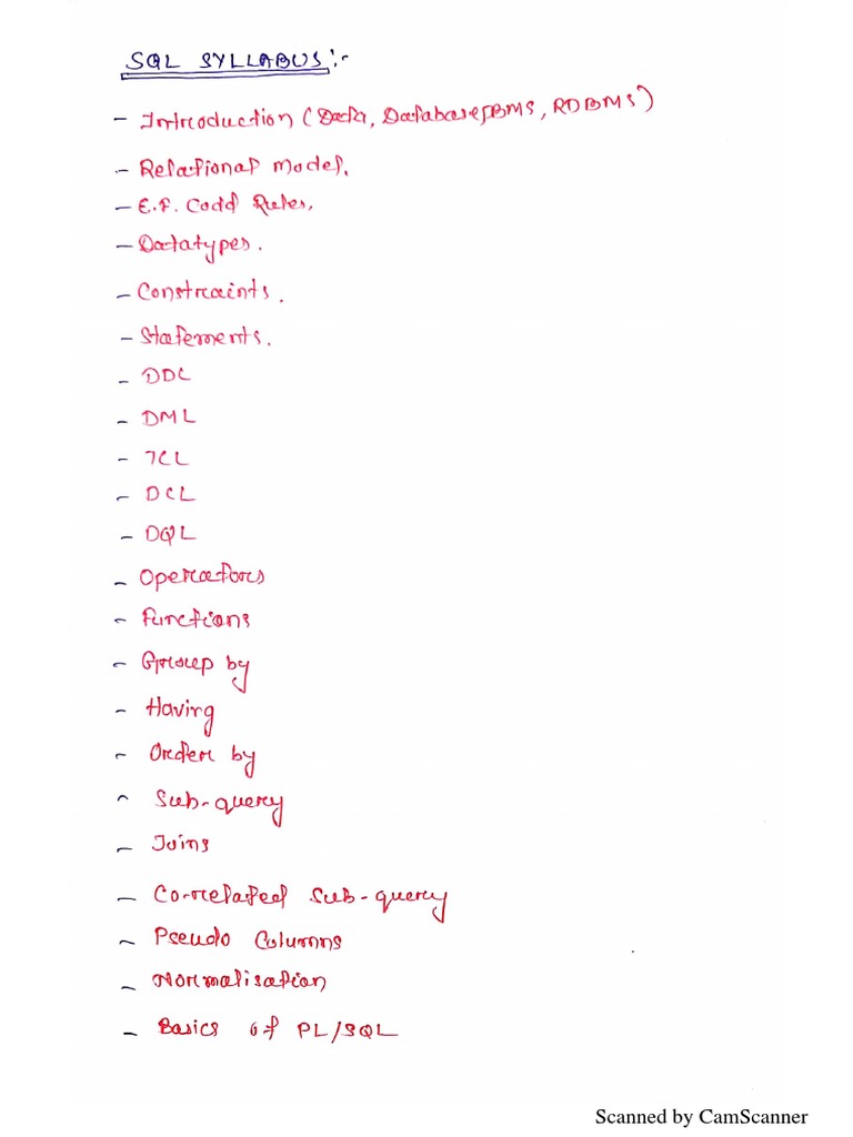 SQL Written Notes | PDF