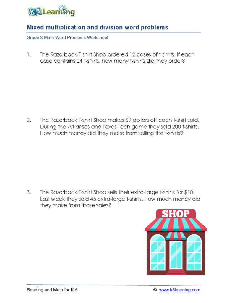 Grade 3 Mixed Multiplication and Division Word Problems e | PDF Grade 3 Mixed Multiplication and Division Word Problems e | PDF