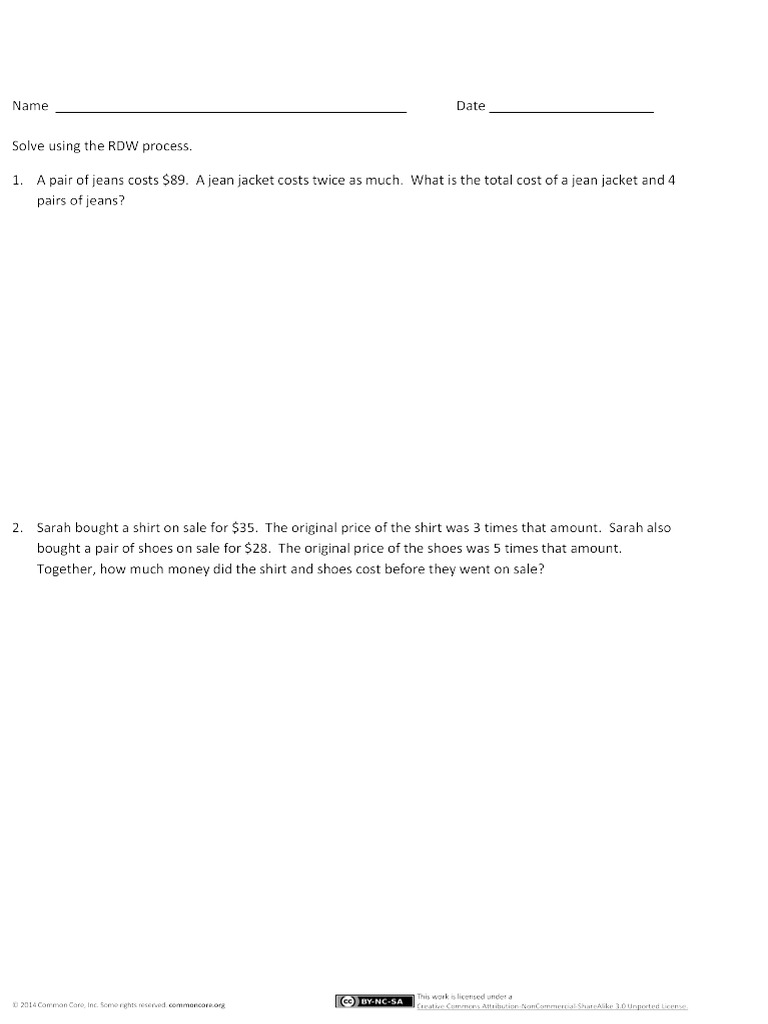 4.OA - .A.3 4th Grade Multi Step Word Problems Worksheets PDF Set 1 | PDF