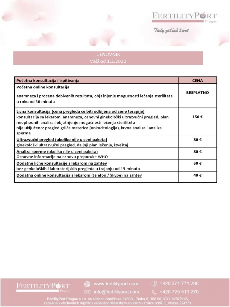 Cenovnik 2022 SRB | PDF