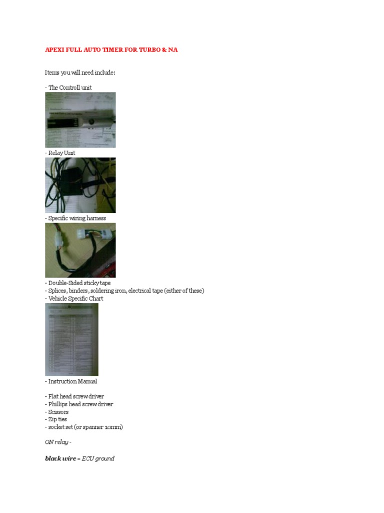 Apexi timer installation guide.doc | PDF | Electrical Connector | Screw