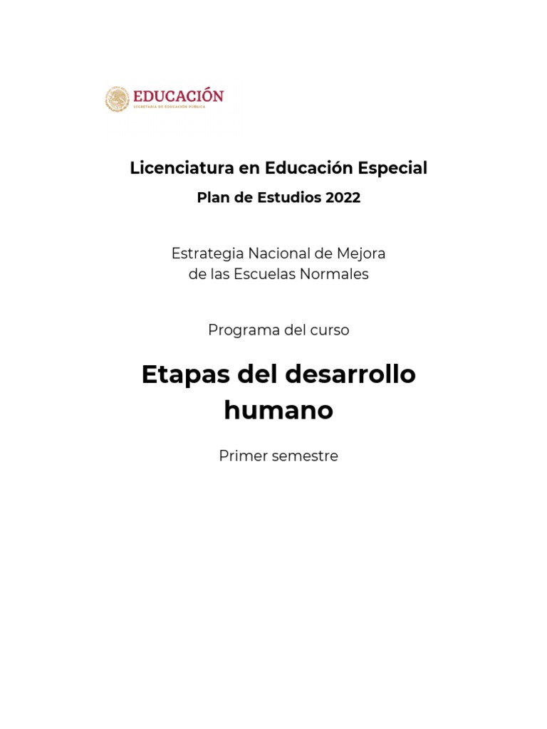 Programa Etapas Del Desarrollo Humano | Descargar gratis PDF | Plan de estudios | Aprendizaje