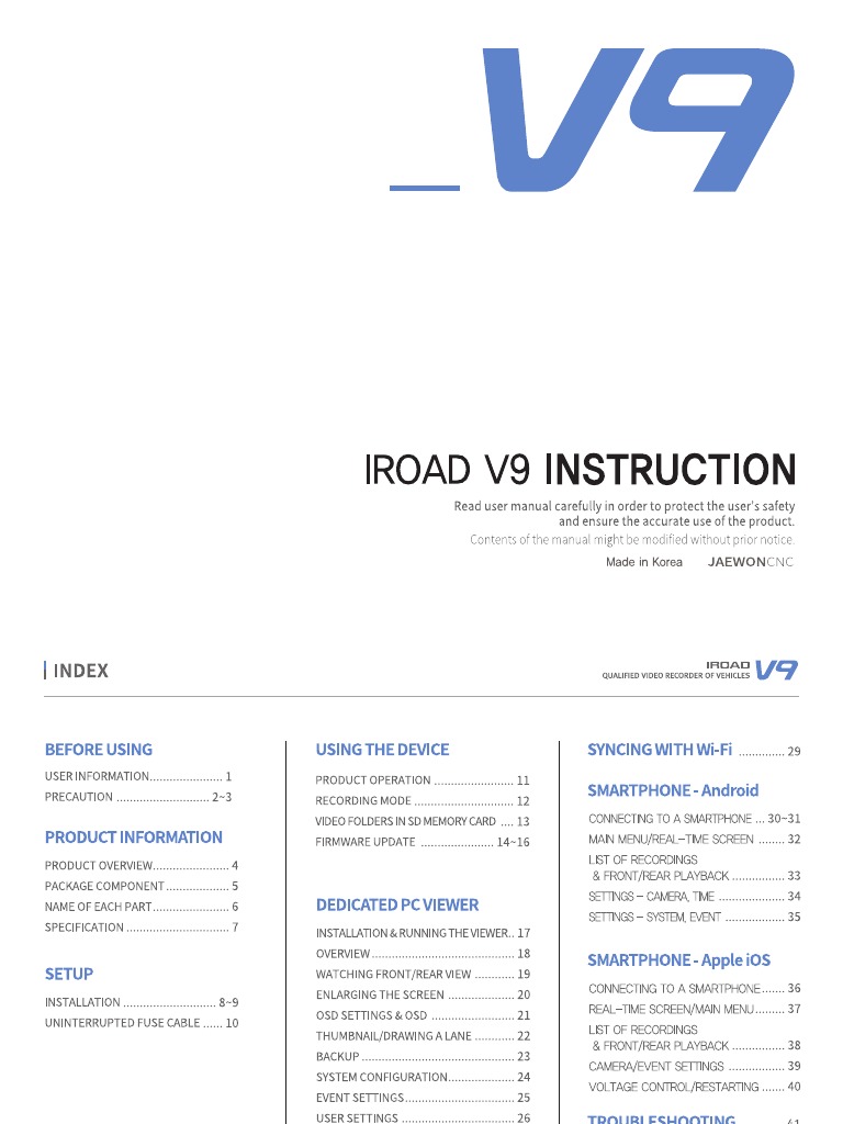 IROAD V9 English SG Manual | PDF