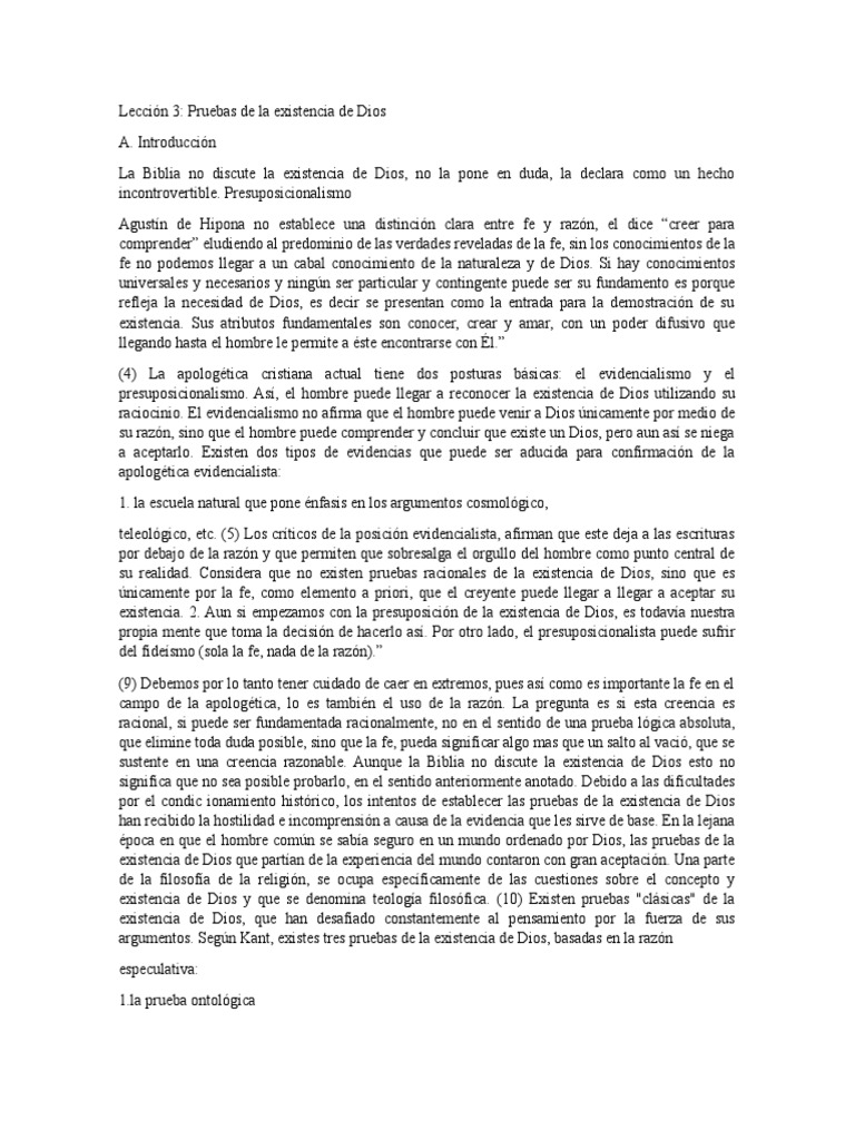 Resumen Leccion 3 Existencia de Dios | PDF | Existencia | Existencia de dios