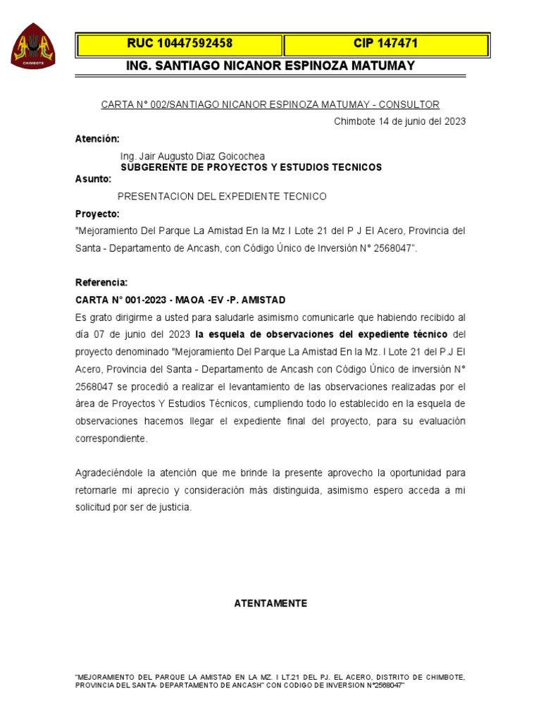 Mejoramiento Del Parque | PDF