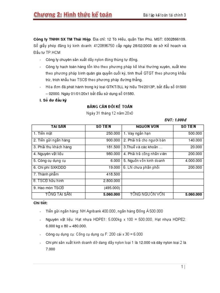 2 - Bai Tap C2 - Hinh Thuc Ke Toan-ND KTC4 | PDF