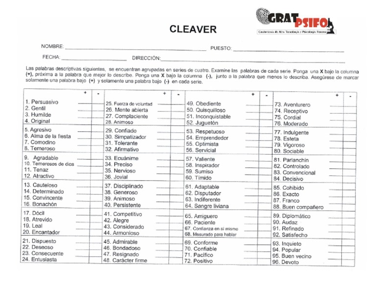 Hoja de Respuestas Cleaver | PDF