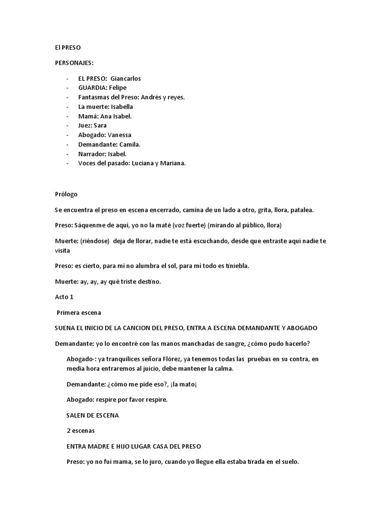 El PRESO Guion | PDF