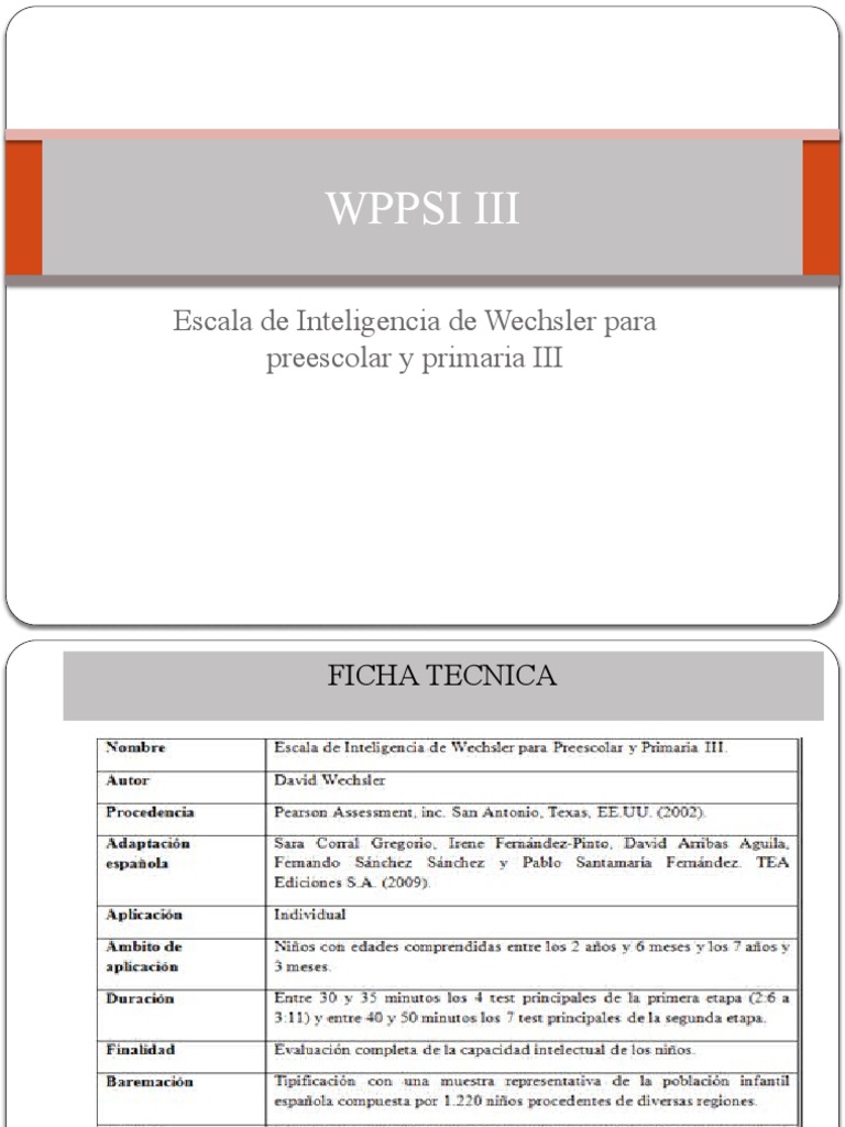 Wppsi Iii | Descargar gratis PDF | Inteligencia | Cociente de inteligencia