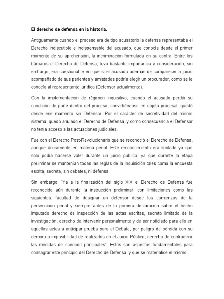 El Derecho de Defensa en La Historia | PDF | Derecho penal | Judicaturas