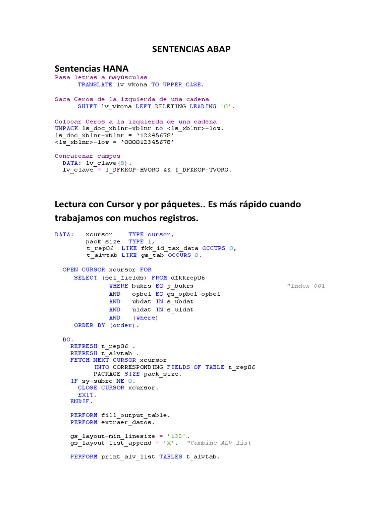 Sentencias ABAP | PDF | Recuperación de información | Datos de computadora