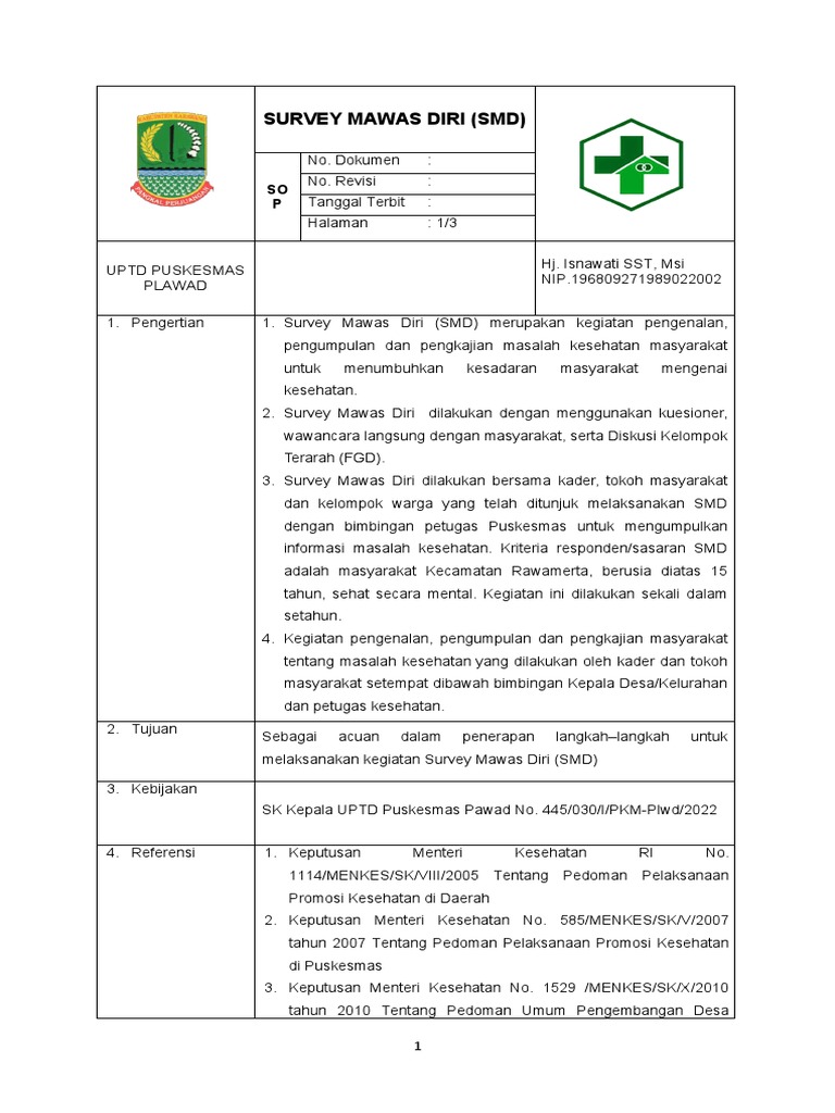 Sop Survey Mawas Diri | PDF